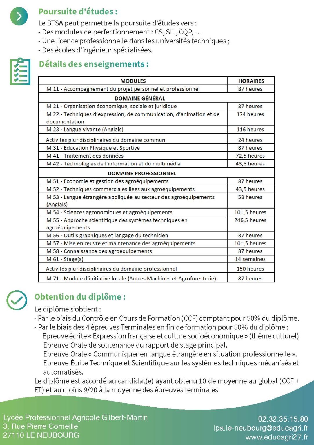 BTSA Génie des Équipements Agricoles (GDEA) – EPLEFPA de l'Eure